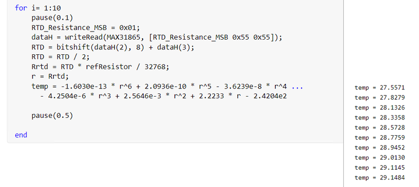Arduino MKR WiFi 1010をデータ入力に使う⑫SPI白金測温抵抗体+MAX31865 - Matlab
